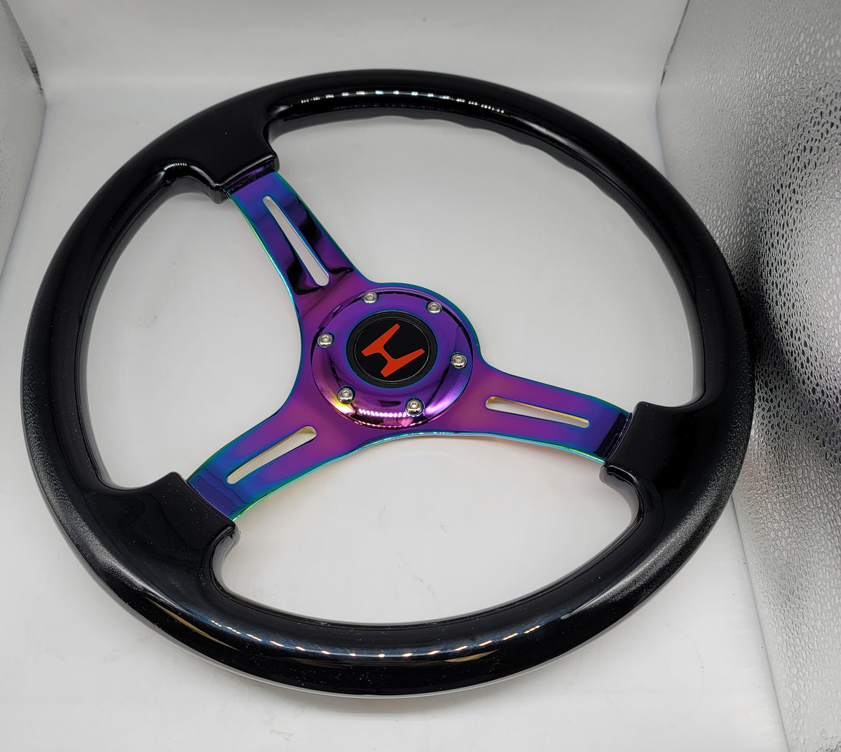 Brand New 350mm 14" Universal JDM Honda Red H Logo Deep Dish ABS Racin ...