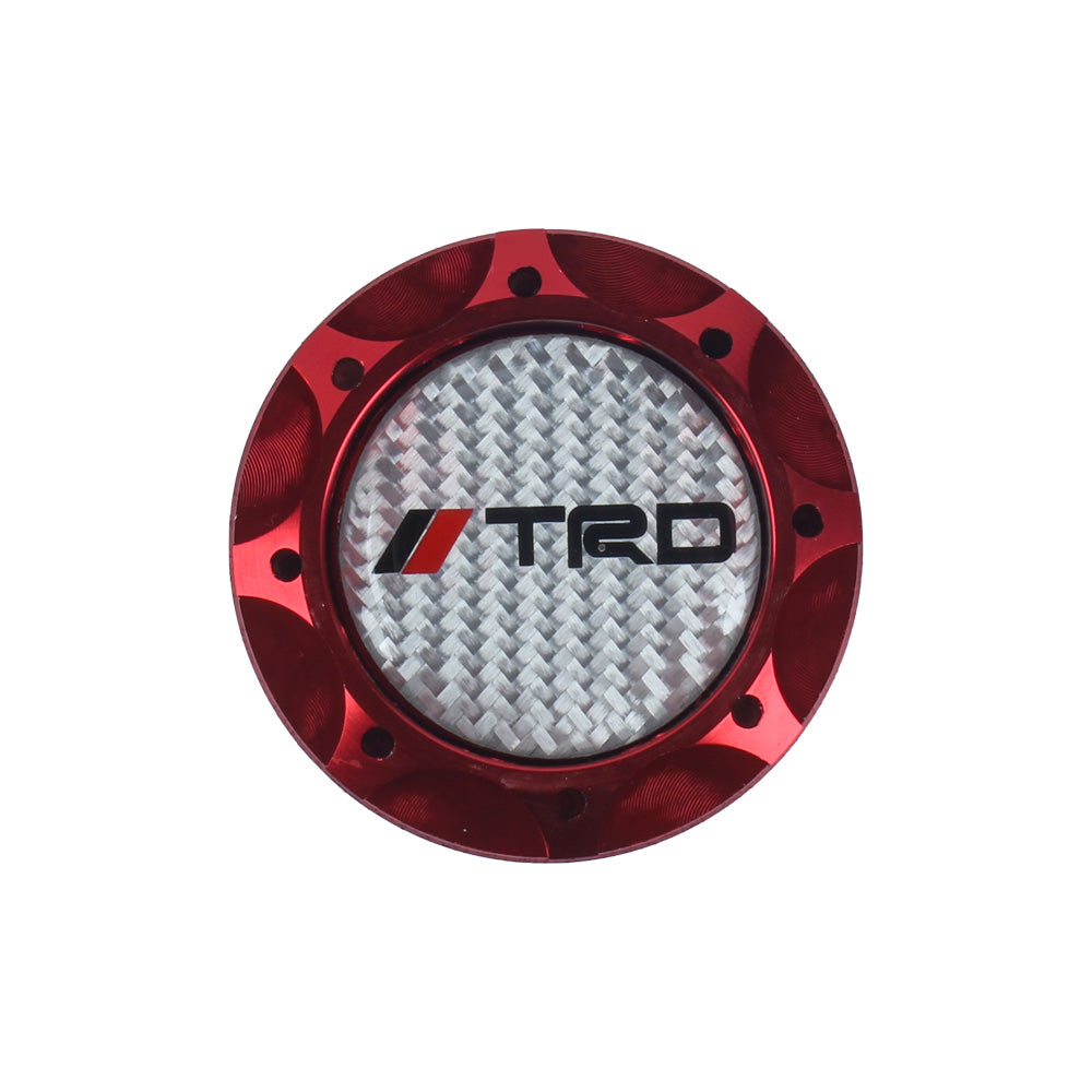 Brand New Toyota TRD Real Carbon Fiber Sticker ALUMNIUM Red Billet Eng ...
