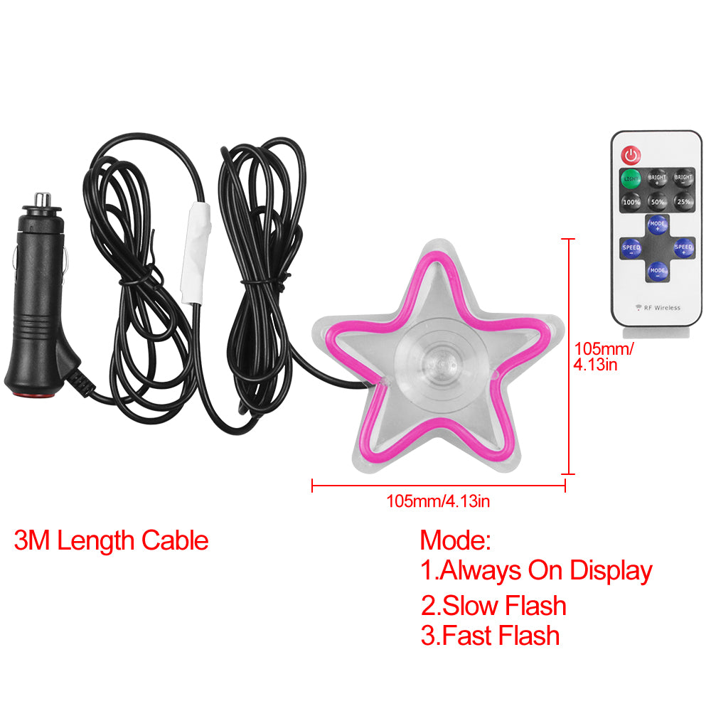 BRAND NEW UNIVERSAL STAR SHAPED PURPLE LED Neon Flash Light Car Window ...
