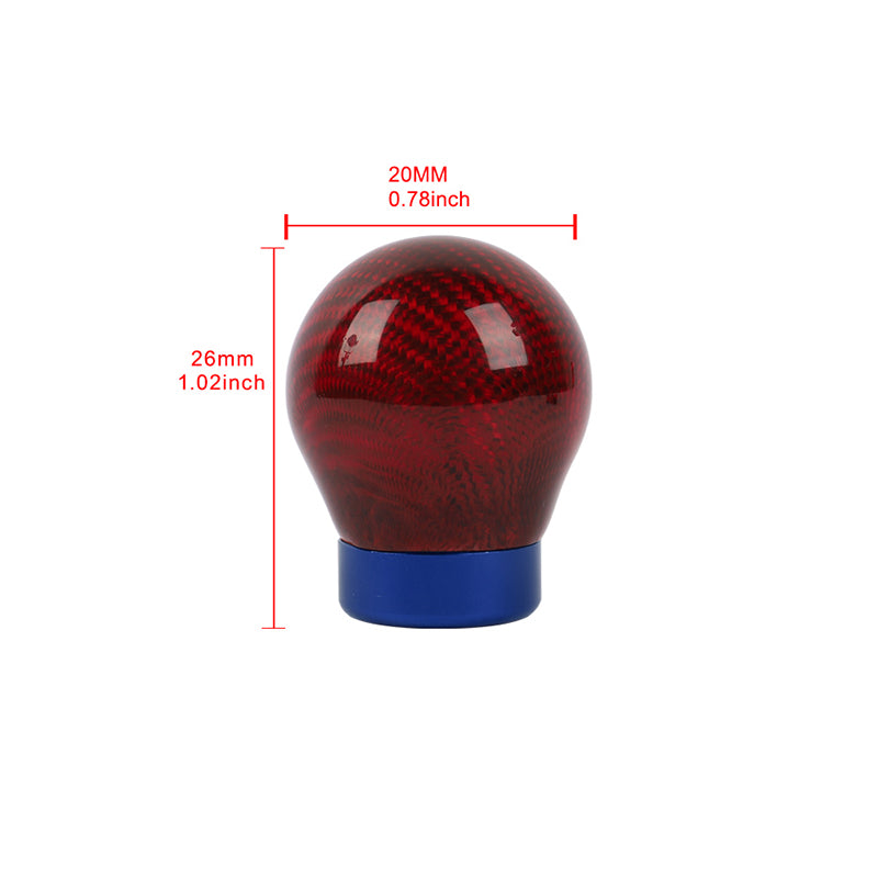 Brand New Universal Real Carbon Fiber Red Round Ball Manual Car Racing ...