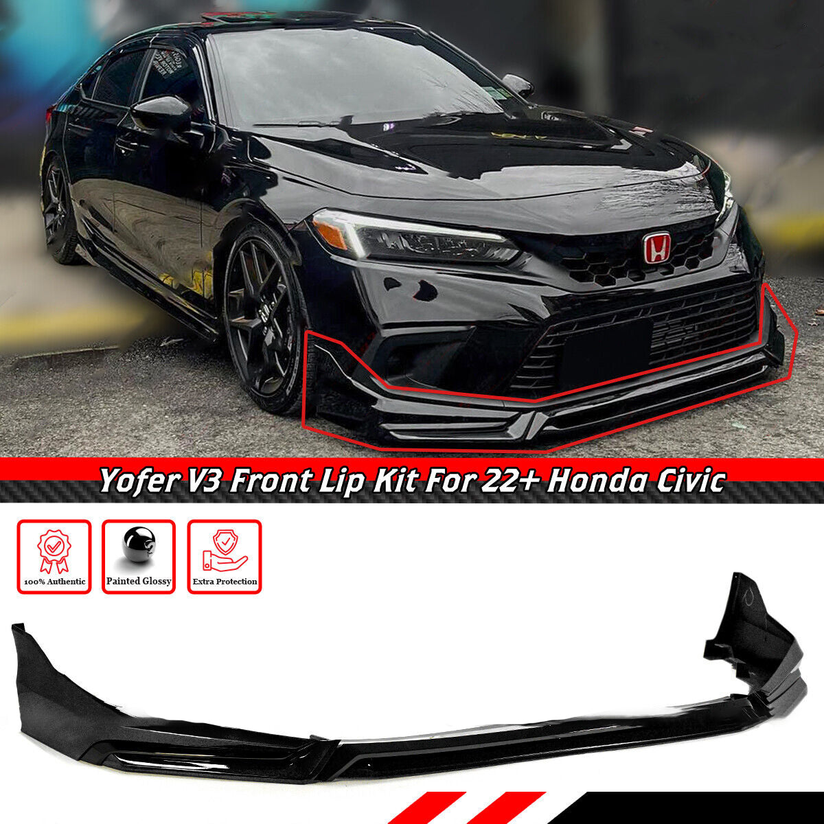 BRAND NEW 4PCS 2022-2024 Honda Civic 11th Gen Yofer Painted V3 Crystal ...