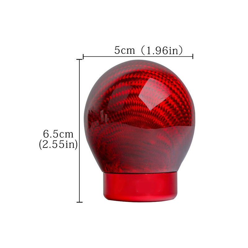 Brand New Universal Real Carbon Fiber Red Round Ball Manual Car Racing ...