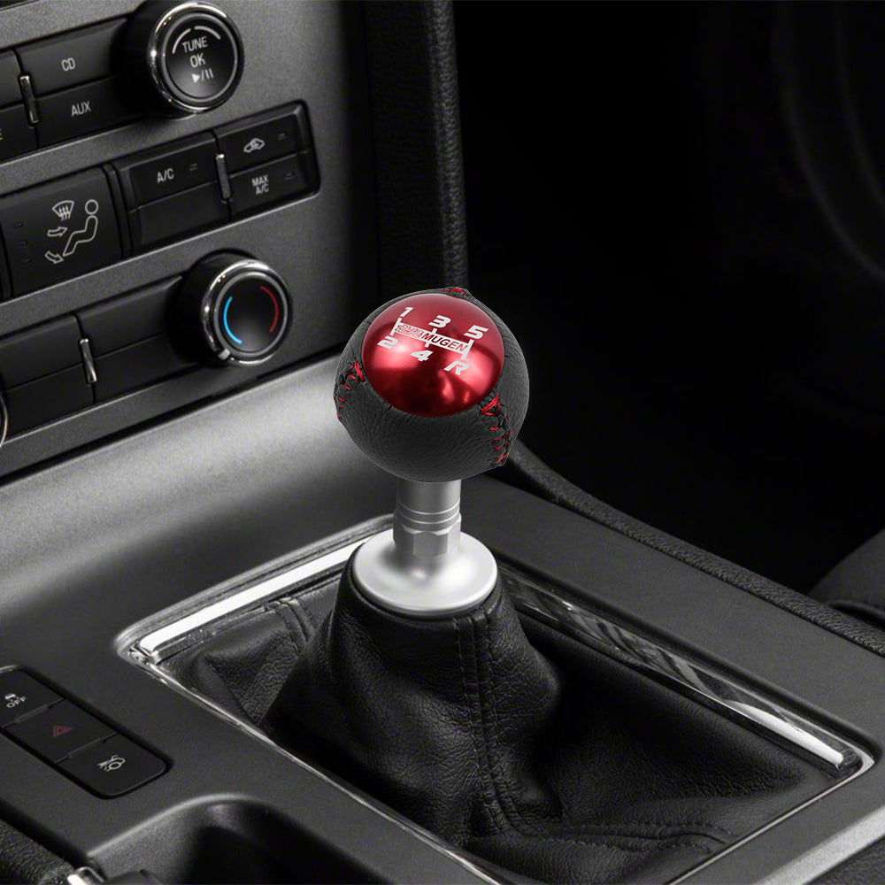 BRAND NEW JDM Mugen Leather 5 Speed Shift Knob Black / Red HONDA CRZ T ...