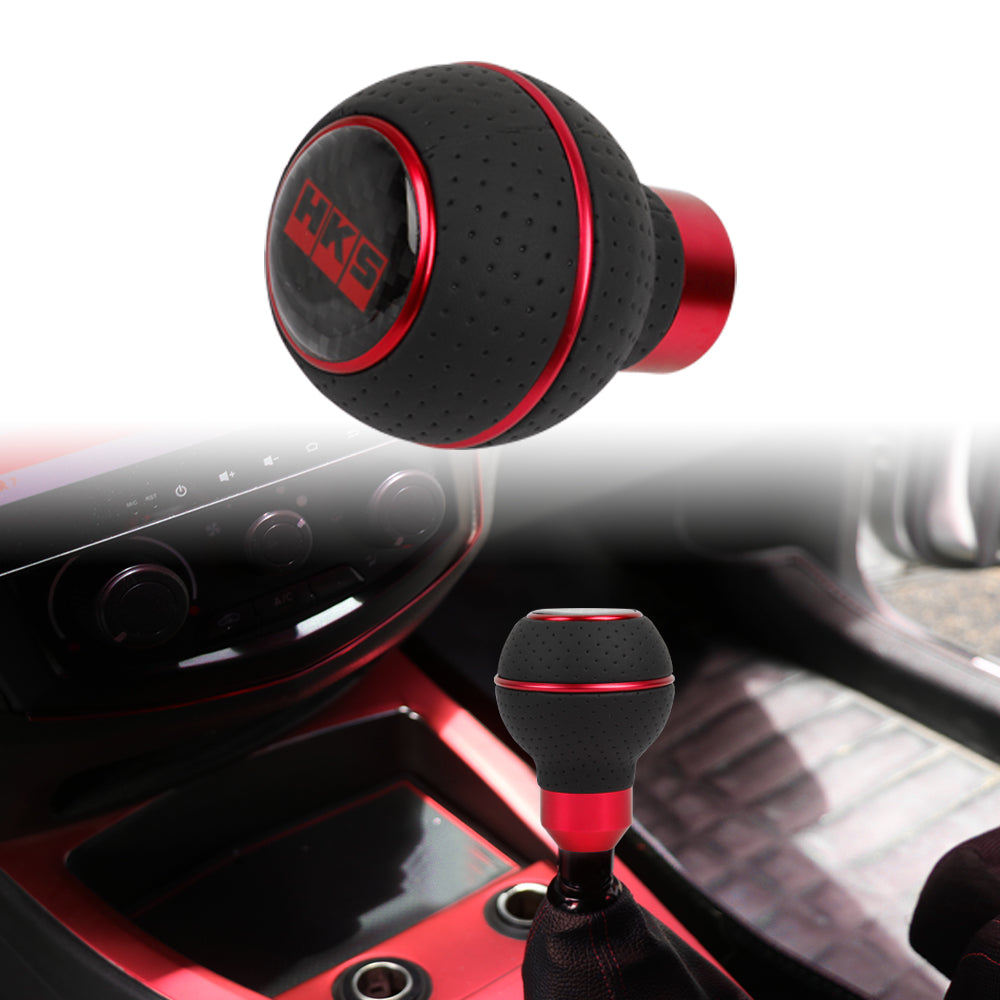 Brand New Universal Leather HKS Red & Black Ball Manual Car Gear Shift ...