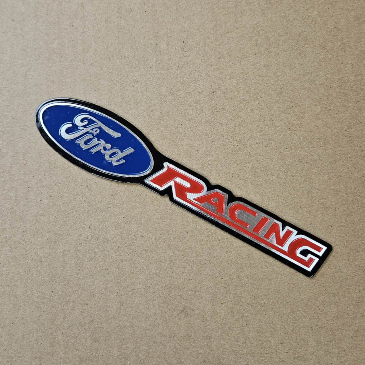 BRAND NEW UNIVERSAL FORD RACING METAL STEEL TRUNK EMBLEM BADGE STICKER ...