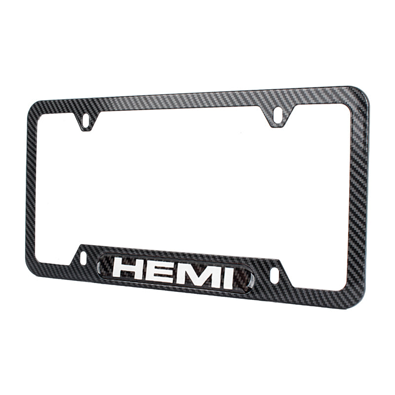 Brand New Universal 2PCS HEMI Carbon Fiber Look Metal License Plate Fr ...