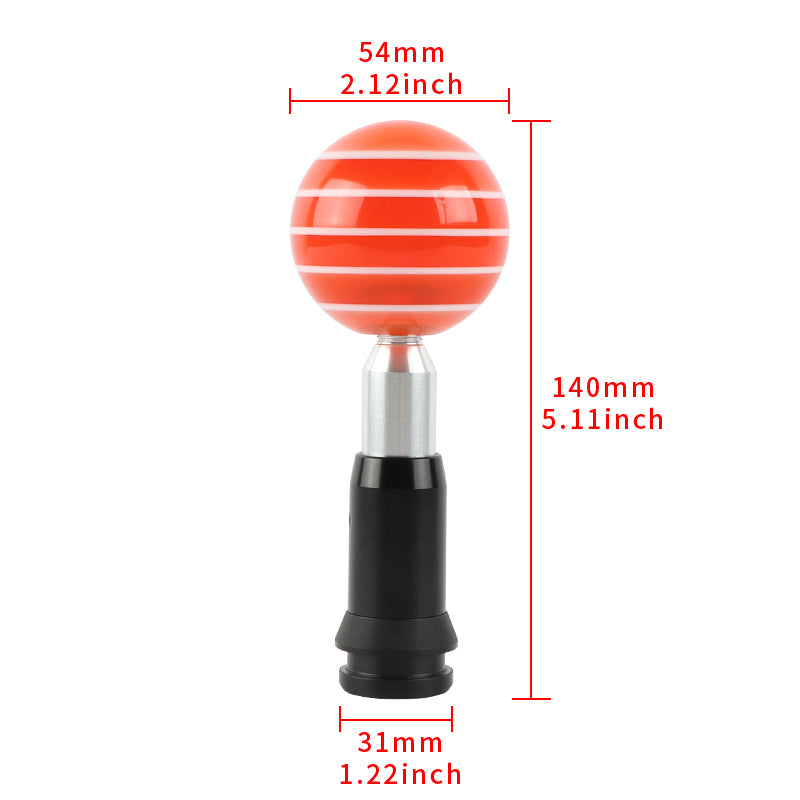 Brand New Jdm Universal Glossy Orange W/White Stripes Round Ball Autom ...