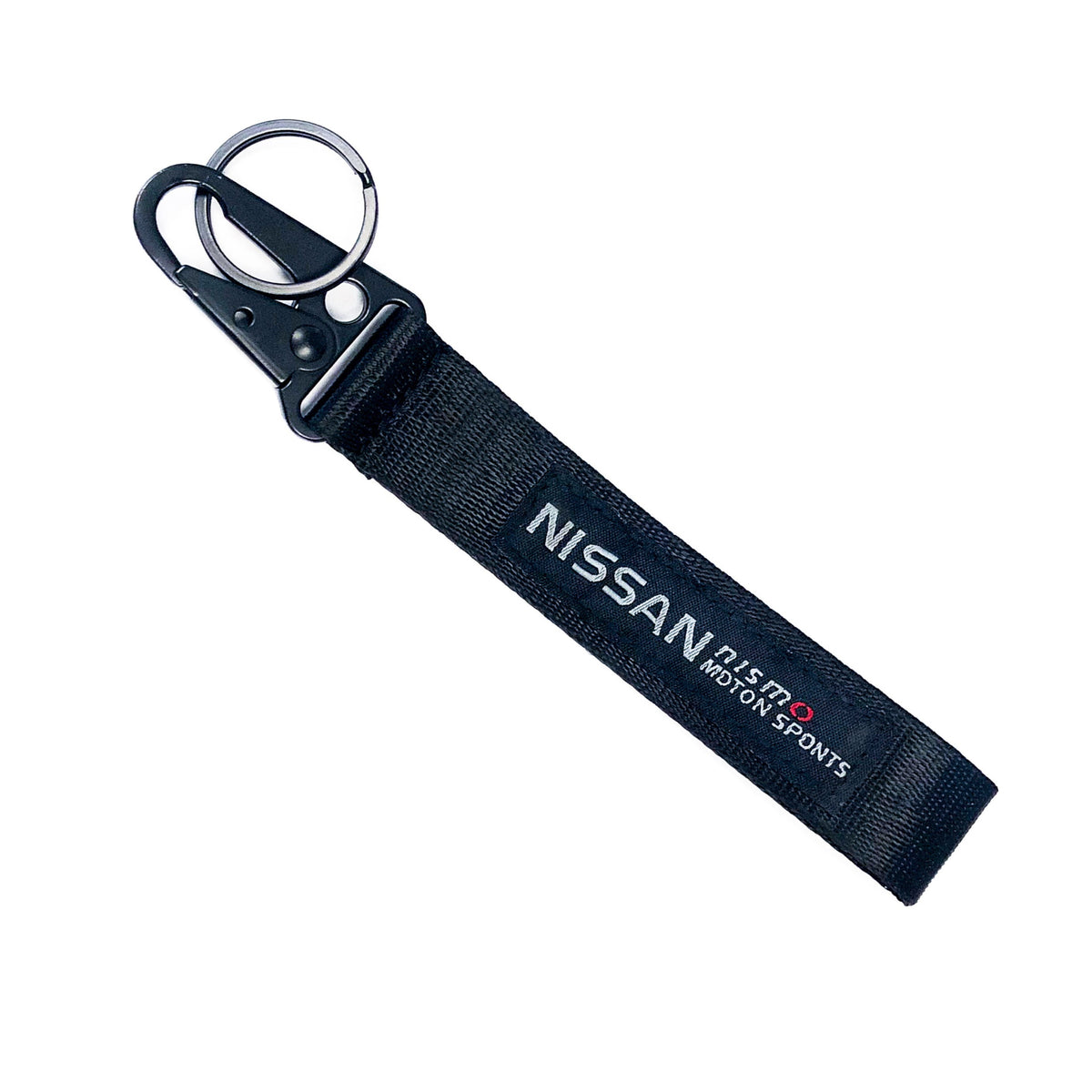 BRAND New JDM Nissan Black Racing Keychain Metal key Ring Hook Strap L ...