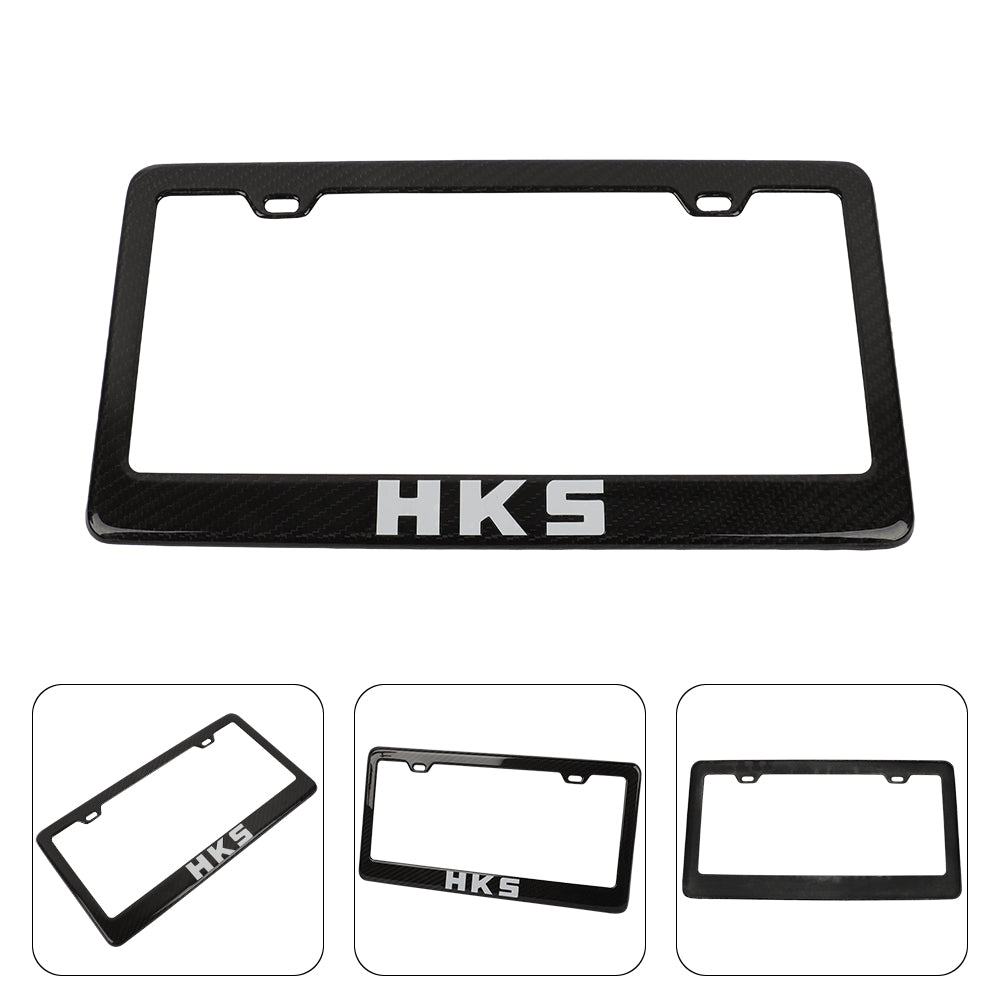 Brand New 1PCS HKS Real 100% Carbon Fiber License Plate Frame Tag Cove ...