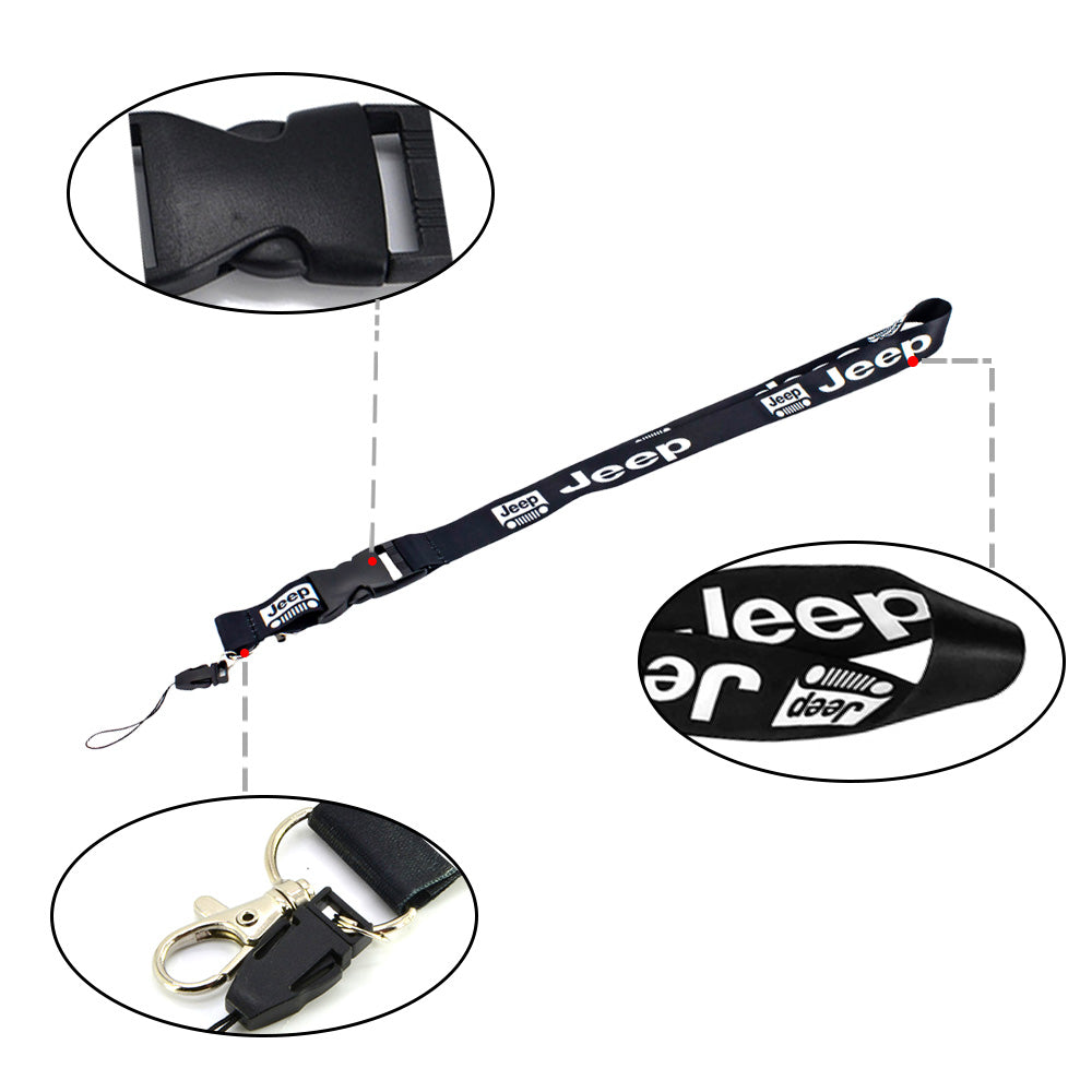 BRAND NEW JEEP Car Keychain Tag Rings Keychain JDM Drift Lanyard Black ...